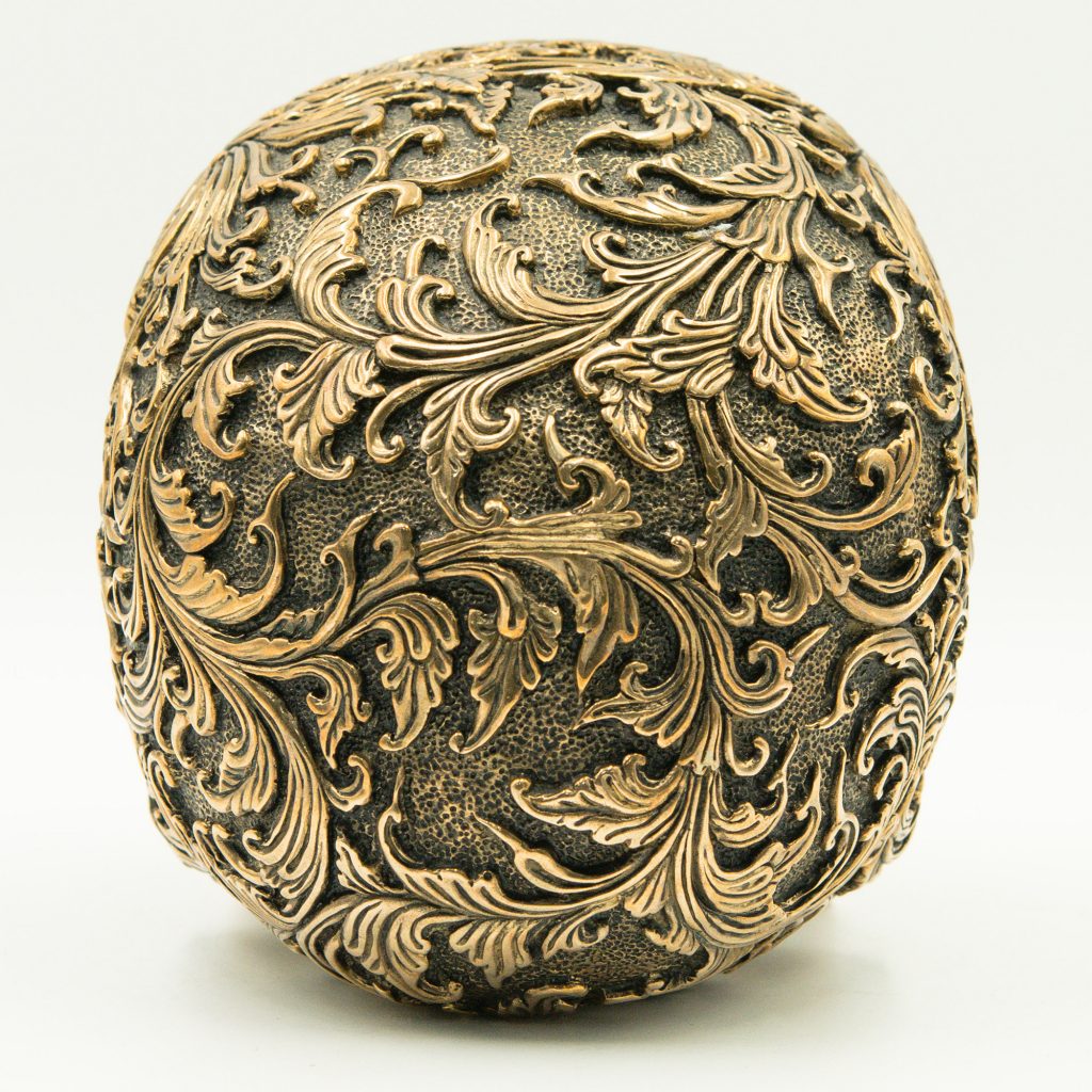 Bronze Skull with Floral Pattern – House of Whitley