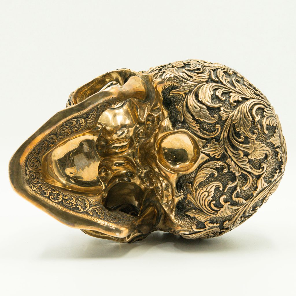 Bronze Skull with Floral Pattern – House of Whitley